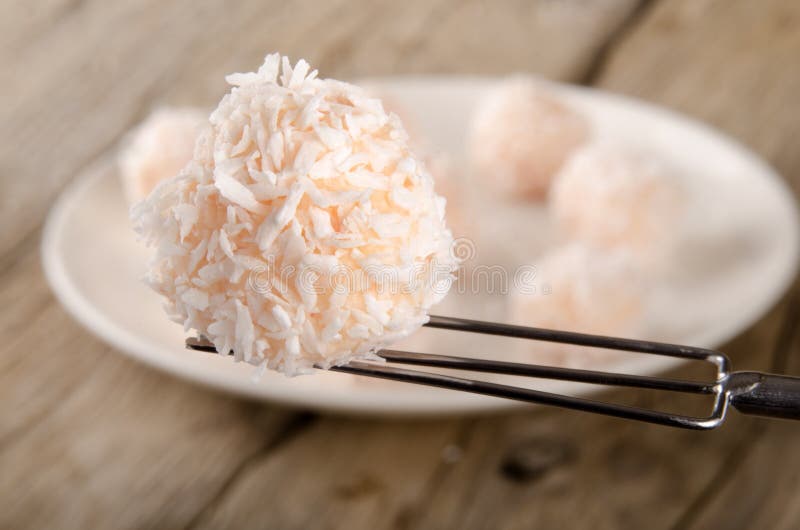 Strawberry Praline on a Fork Stock Photo - Image of wood, delicious ...