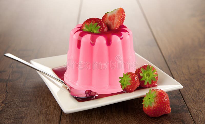 Strawberry Pudding with Strawberries Stock Photo - Image of gain ...