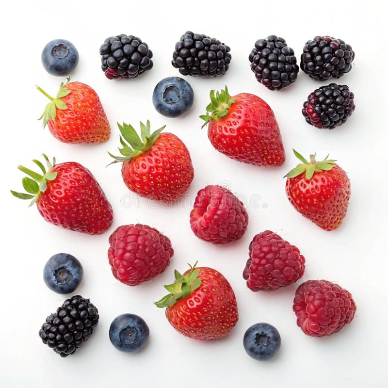 Strawberry, Raspberry, Blueberry, and Blackberry Isolated on ...