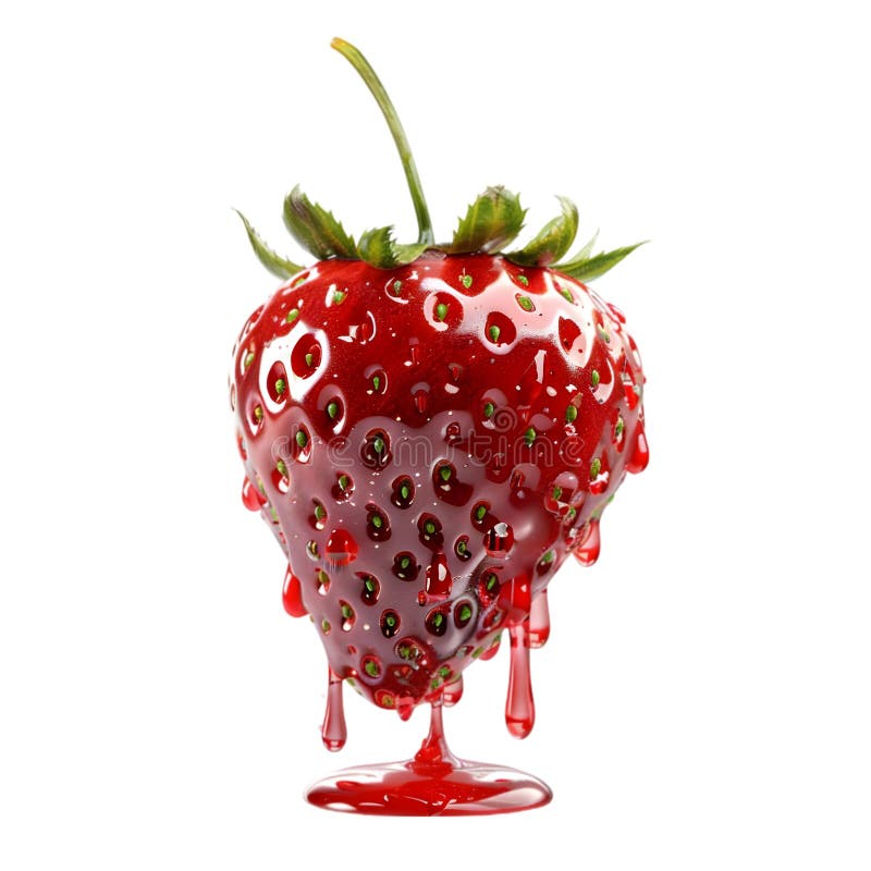 A Strawberry with a Red Syrup Dripping from it Generated by AI Stock ...