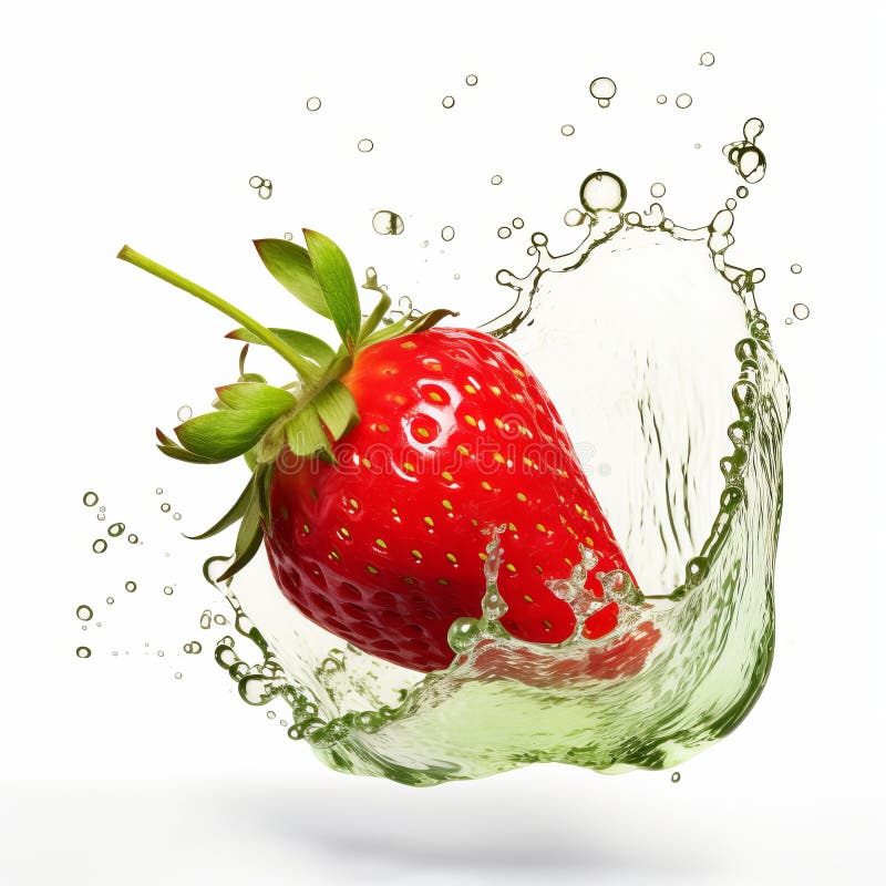 Organic Abstracts: Strawberry Splashing Water on White Background Stock ...