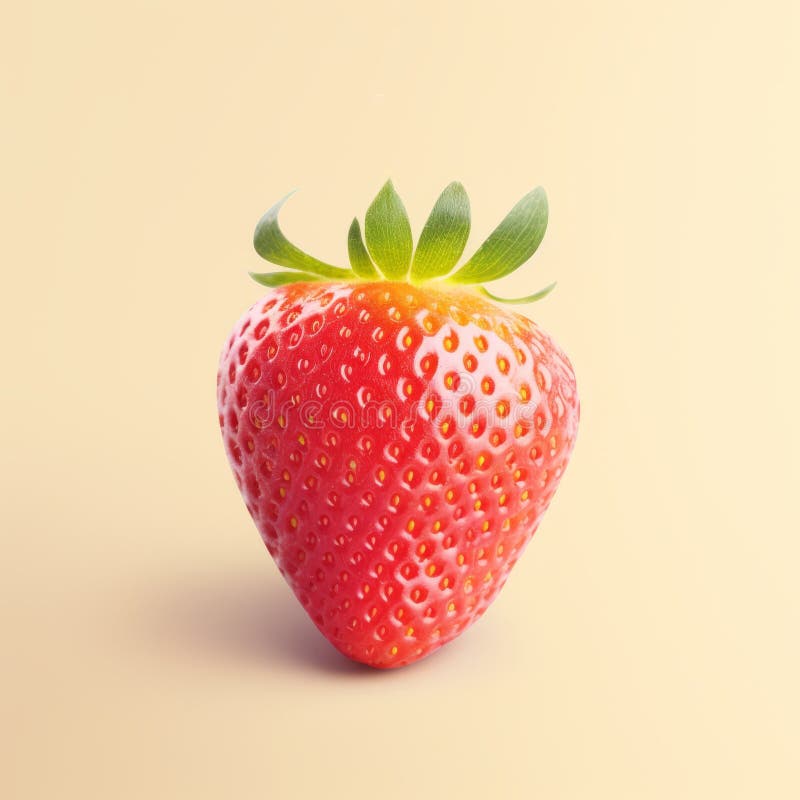 Minimalistic Strawberry Design on Light Yellow Background Stock ...