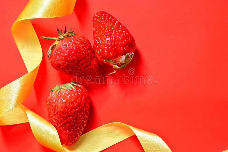 Strawberry Ribbon Greeting Card Corner Stock Image - Image of accompany ...