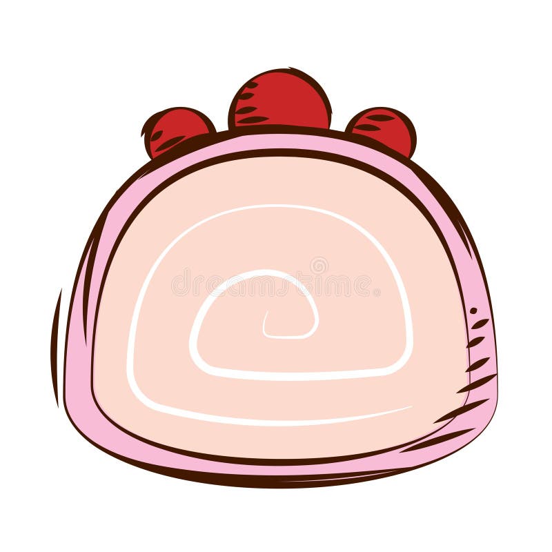 Strawberry Roll Cake Icon. Vector Stock Vector - Illustration of snack, pastry: 370634223