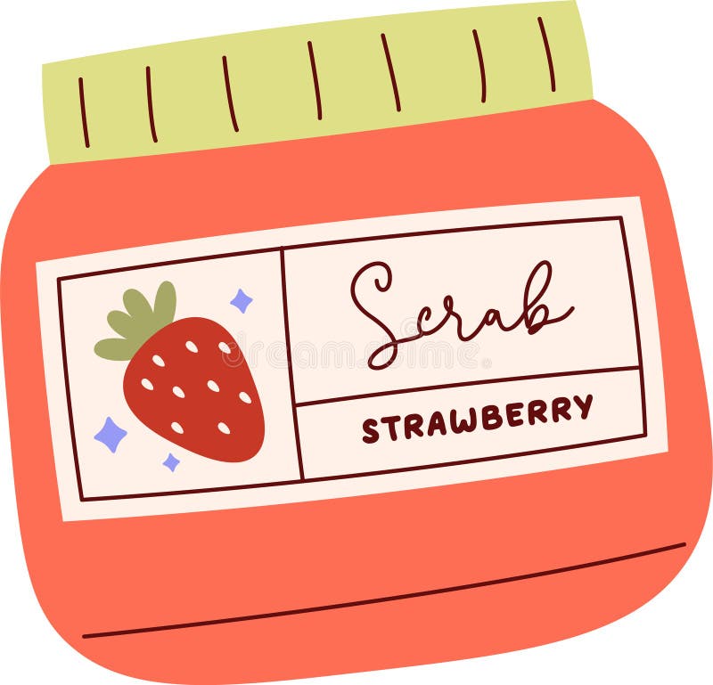 Strawberry Scrub Jar stock vector. Illustration of organic - 299796656