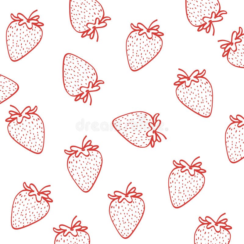 Strawberry Seamless Pattern Doodle Illustration Vector Design Stock Vector - Illustration of ...