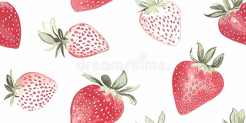 Strawberry Seamless Pattern. Elegant Berry Repeat Background for Summer, Kitchen, Textile ...