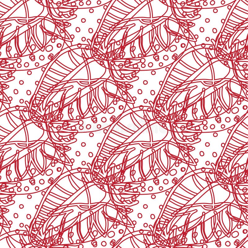 Strawberry Seamless Pattern, Red Line Art on White Background ...