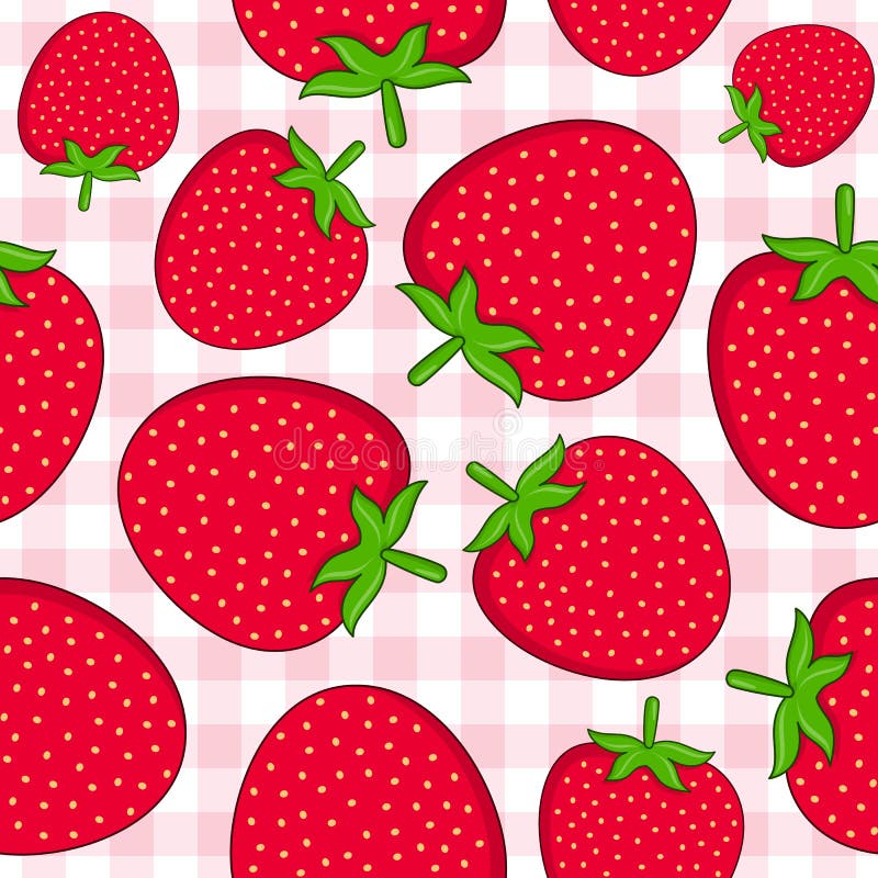 Strawberry Seamless Pattern on Tablecloth Stock Vector - Illustration ...