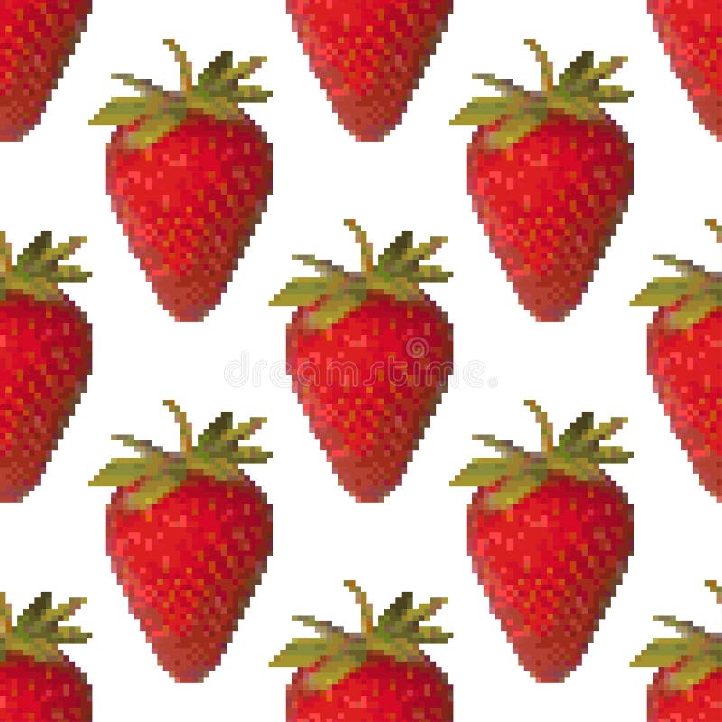 Strawberry Seamless Pattern on a White Background. Tasty Sweet Berry ...