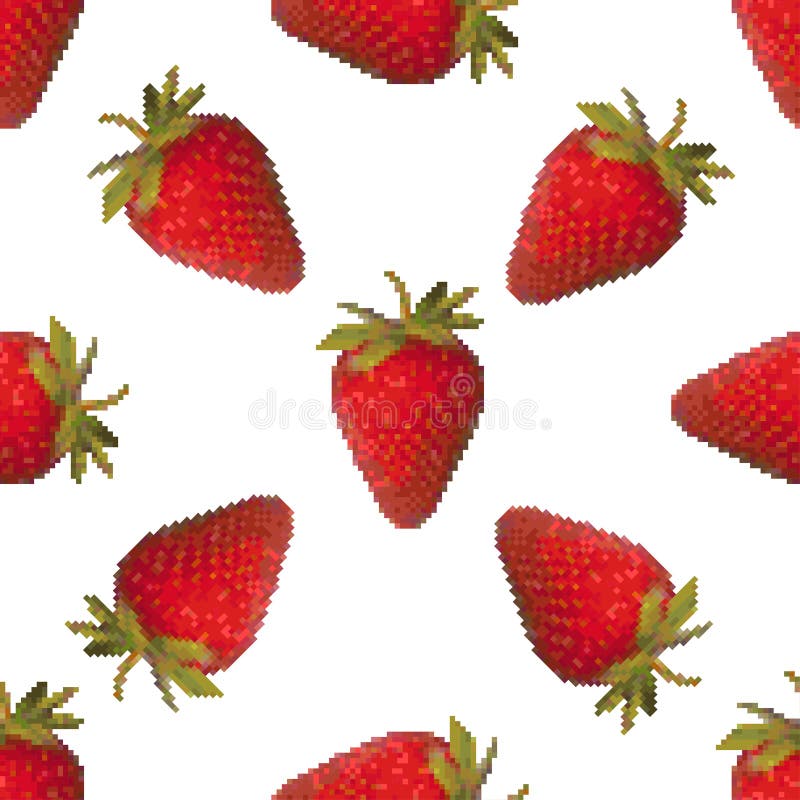 Strawberry Seamless Pattern on a White Background. Tasty Sweet Berry ...