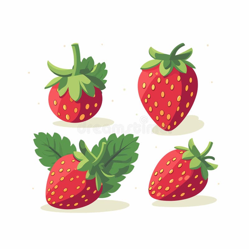 Strawberry Set Vector Isolated on White Illustration Stock Vector ...