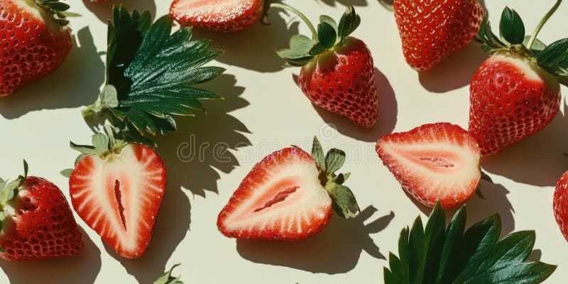 Strawberry Shadows stock photo. Image of sweetness, generated - 362085684