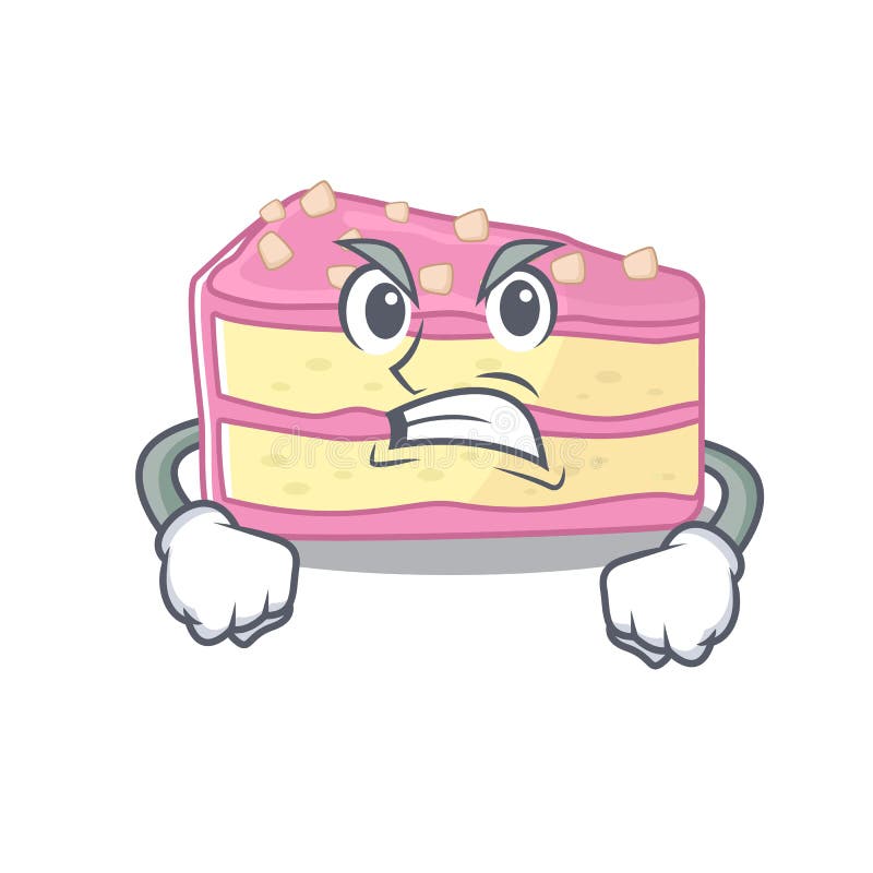 Strawberry Slice Cake Cartoon Character Style Having Angry Face Stock ...
