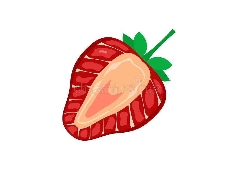Strawberry Slice. Simple Flat Illustration. Stock Vector - Illustration ...