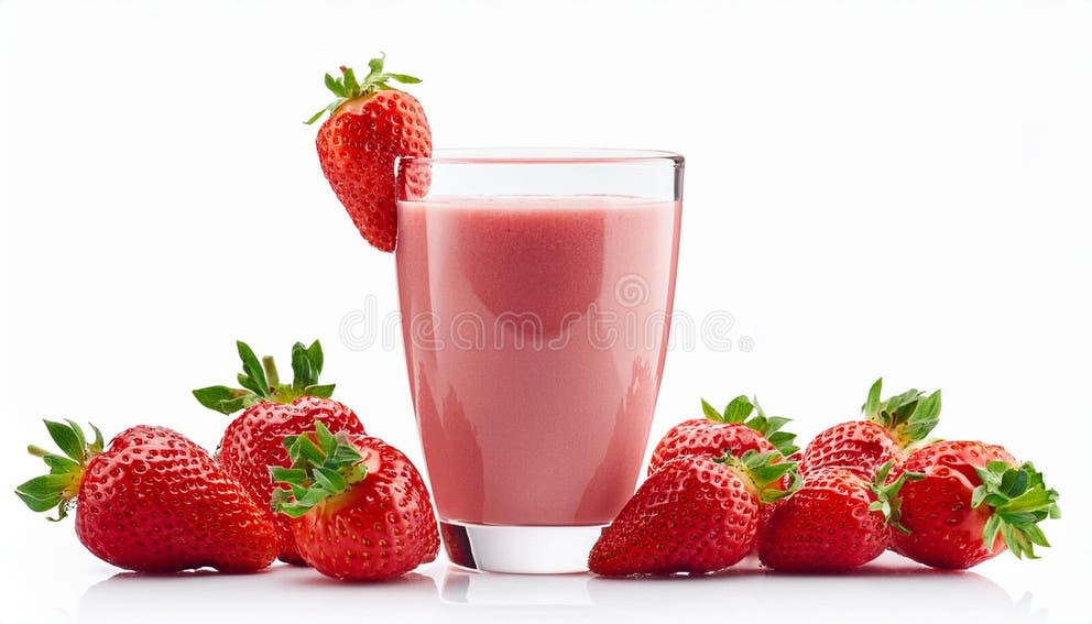 Strawberry Smoothie Drink Front View Isolate on White Background Stock ...