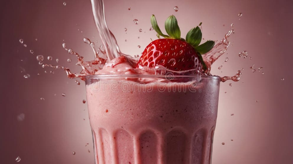 Strawberry Smoothie Frappe Using a Splash Effect. Stock Illustration ...