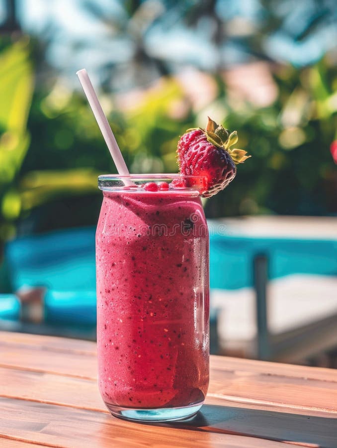 Strawberry Smoothie with Straw Stock Photo - Image of easy, meal: 371977766