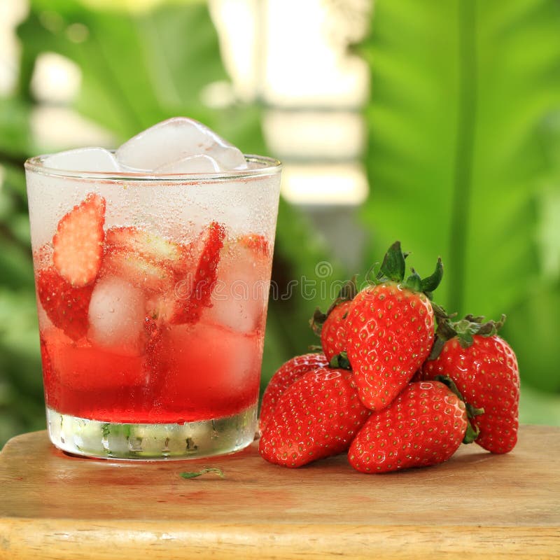 Ice Cold Strawberry Soda Juice Stock Photo - Image of glass, cocktail ...