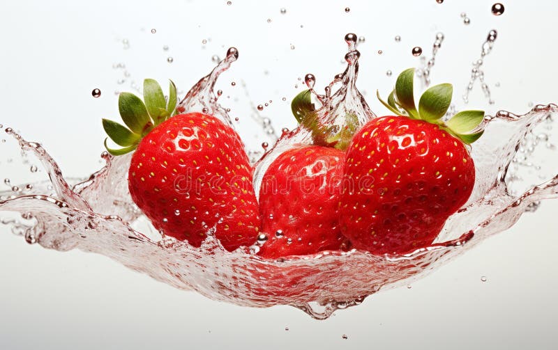 Strawberry Splash on Clear Background -Generative Ai Stock Illustration ...