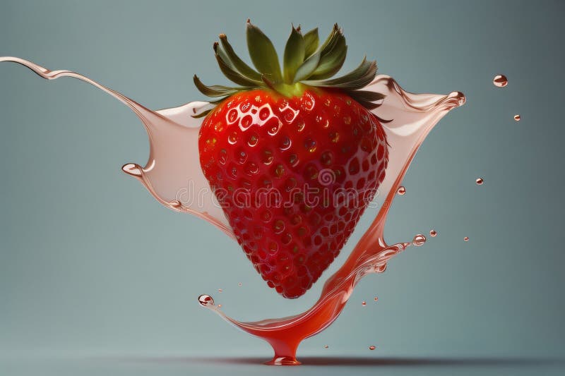 Strawberry with Splash Water on Plain Background Stock Illustration ...