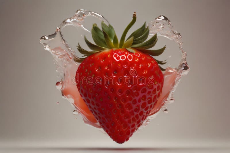 Strawberry with Splash Water on Plain Background Stock Illustration ...