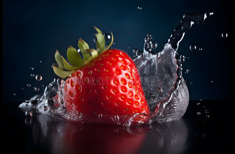 Strawberry Splashed in Water, Generative AI Stock Illustration ...