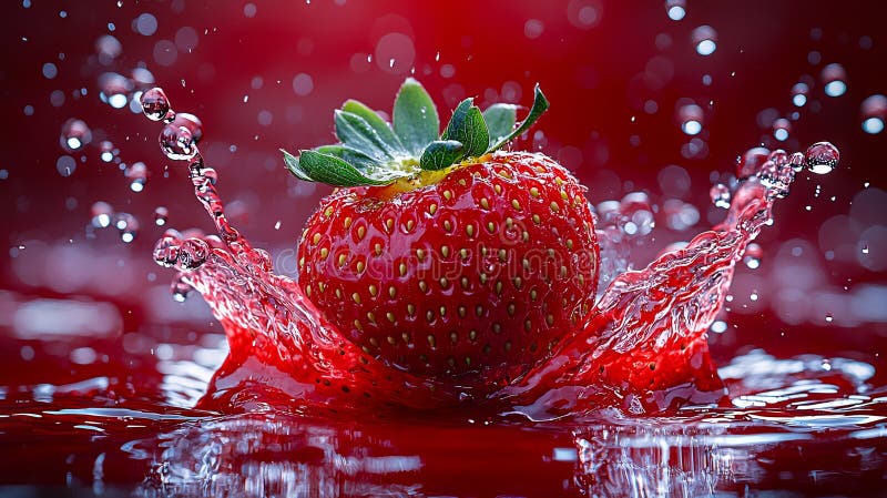 A Strawberry Splashing into a Pool of Water Stock Image - Image of ...