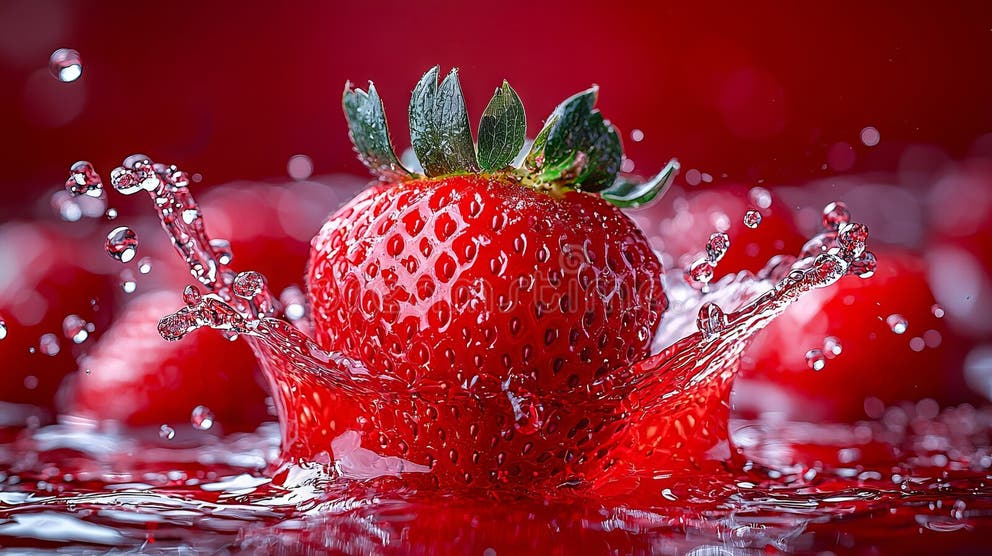 A Strawberry Splashing into a Pool of Water Stock Image - Image of ...
