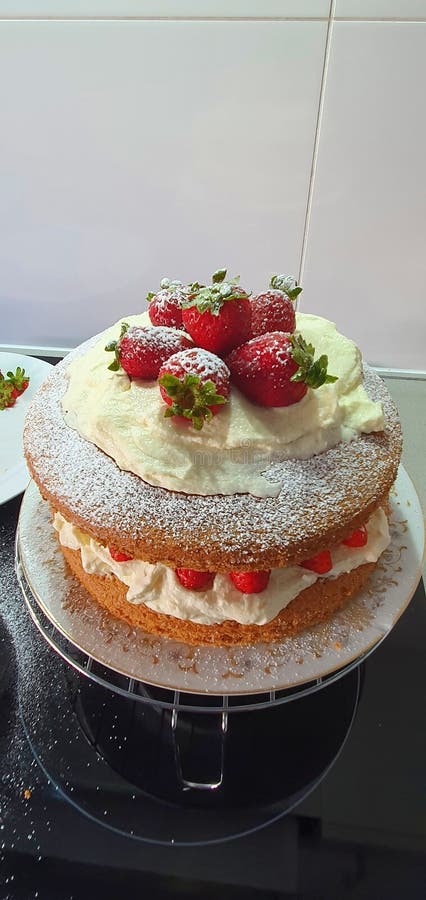 Strawberry Sponge Cake stock photo. Image of buttercream - 234874684
