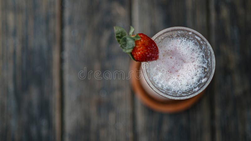 Strawberry Squash Drink on Top Table Stock Photo - Image of mineral ...