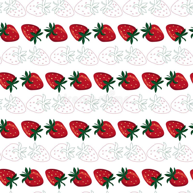 Strawberry Striped Summer Fruit Seamless Pattern for Textile, Scrapbook ...