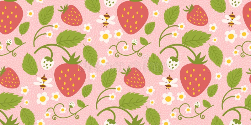 Strawberry-themed Seamless Pattern Design Featuring Delightful Berries ...