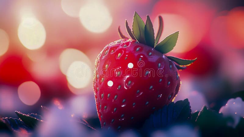 Strawberry with Two White Dots on Red and White Background Stock ...