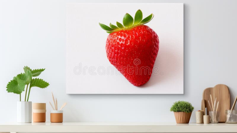 Strawberry Wall Art: Bold, Precise, and Subtle Tonal Values Stock ...