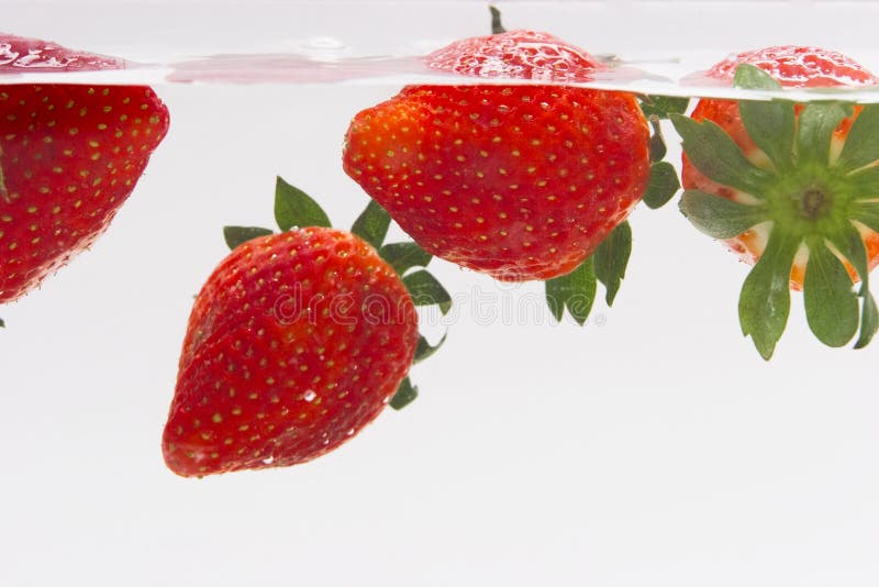 Strawberry in water stock photo. Image of dipping, bubbles - 8844698