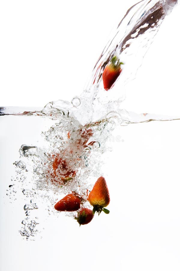 Splash strawberry in water stock photo. Image of bubble - 659856