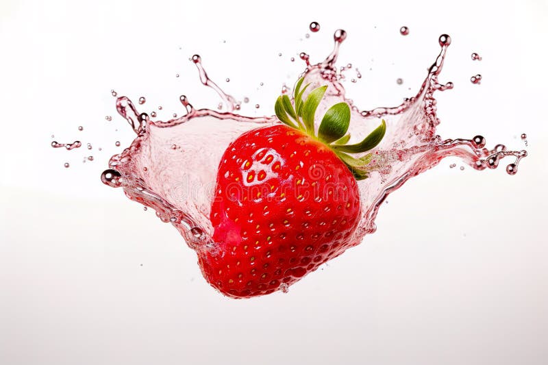 Strawberry with Water Splash on a White Background. Generative AI Stock ...