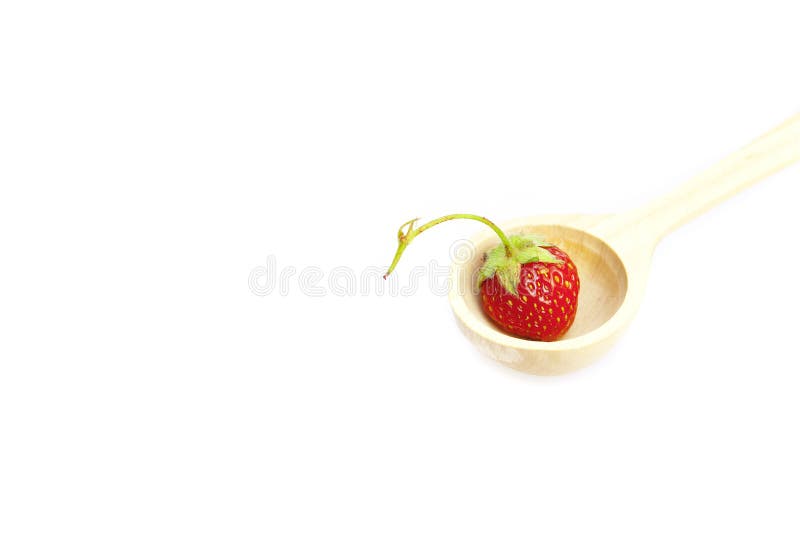 Strawberry in a Wooden Spoon Stock Photo - Image of dishware, objects ...