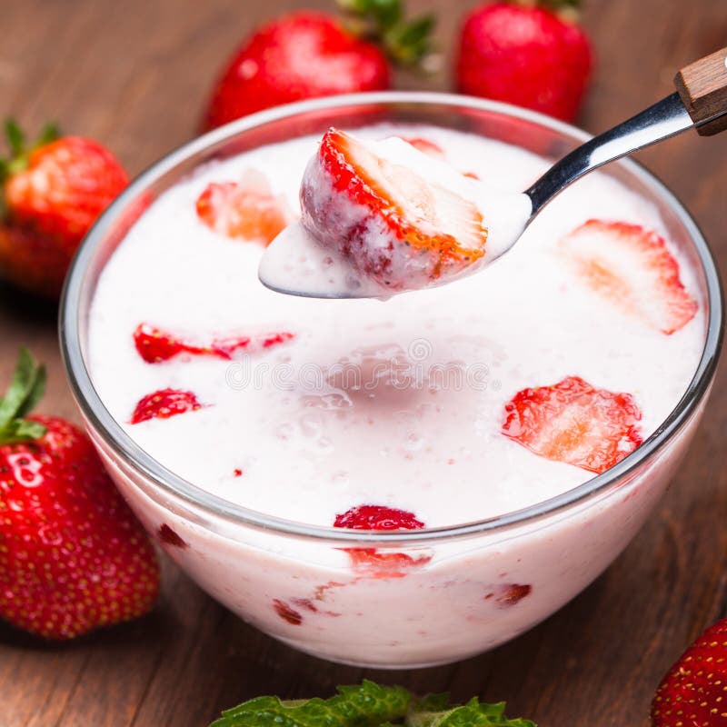 Strawberry yoghurt stock image. Image of food, delicious - 38444507