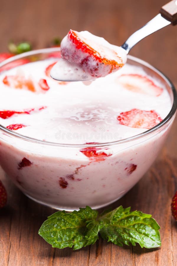 Strawberry yoghurt stock image. Image of table, food - 38444533