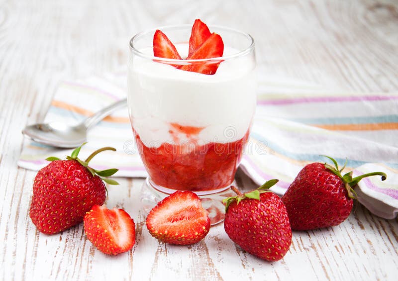 Strawberry Yogurt stock photo. Image of juice, cream - 32308400