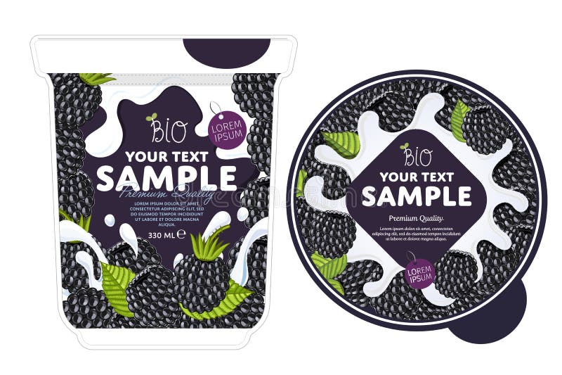 Strawberry Yogurt Packaging Design Template. Stock Illustration ...