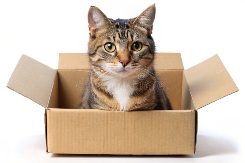 Stray Cat Living in a Cardboard Box Stock Illustration - Illustration ...