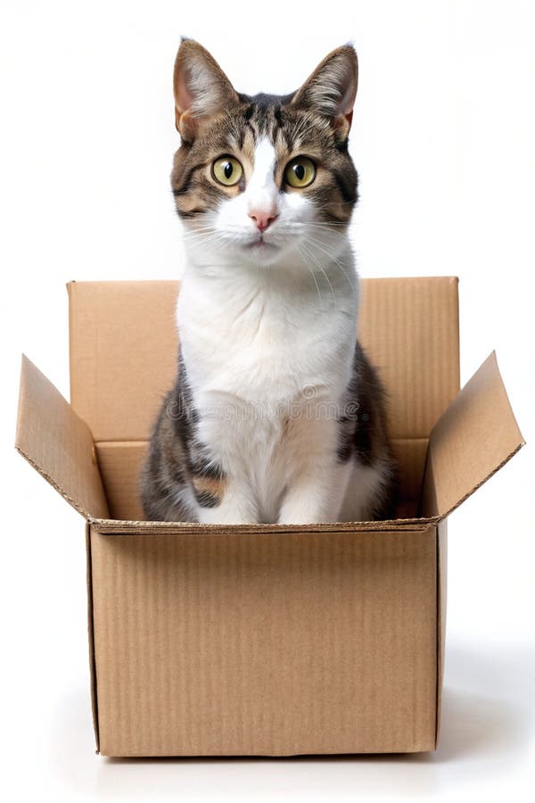 Stray Cat Living in a Cardboard Box Stock Illustration - Illustration ...