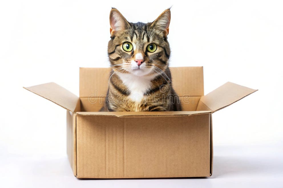 Stray Cat Living in a Cardboard Box Stock Illustration - Illustration ...