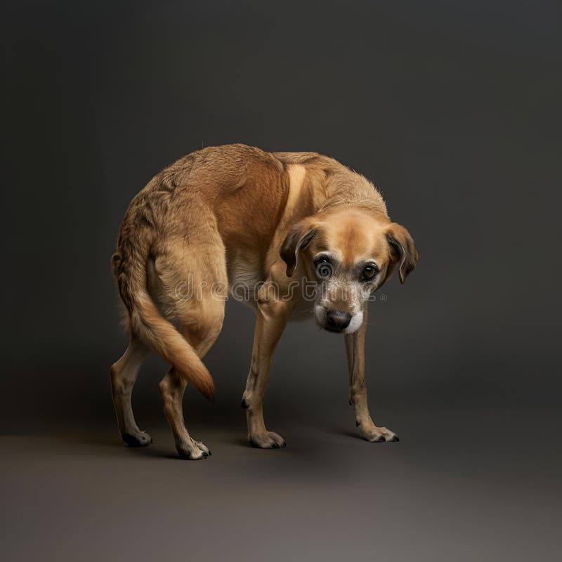 Stray Dog Against a Grey Background, AI-generated. Stock Illustration ...