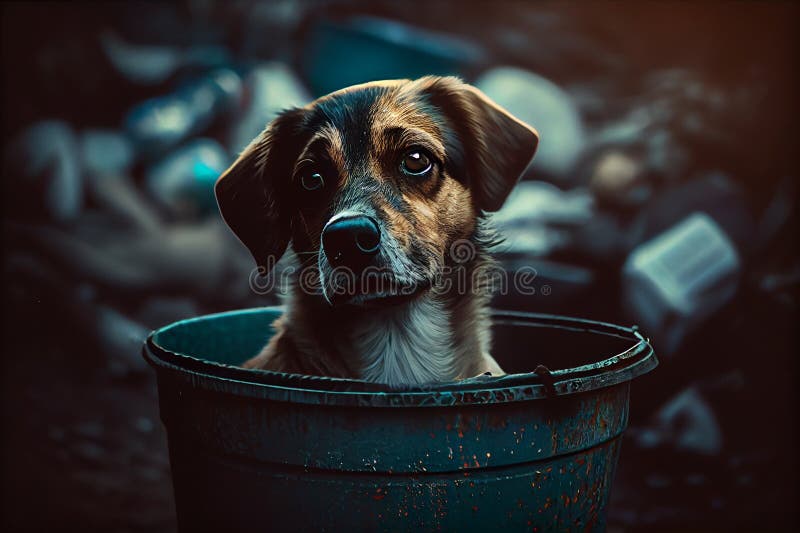 Stray Dog in the Trash.generative Ai Stock Illustration - Illustration ...