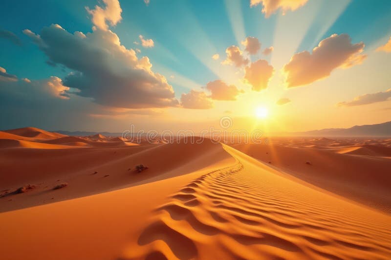 Streaking Sand, Vibrant Sun, Swift Clouds Blur Across Desert , Desert ...