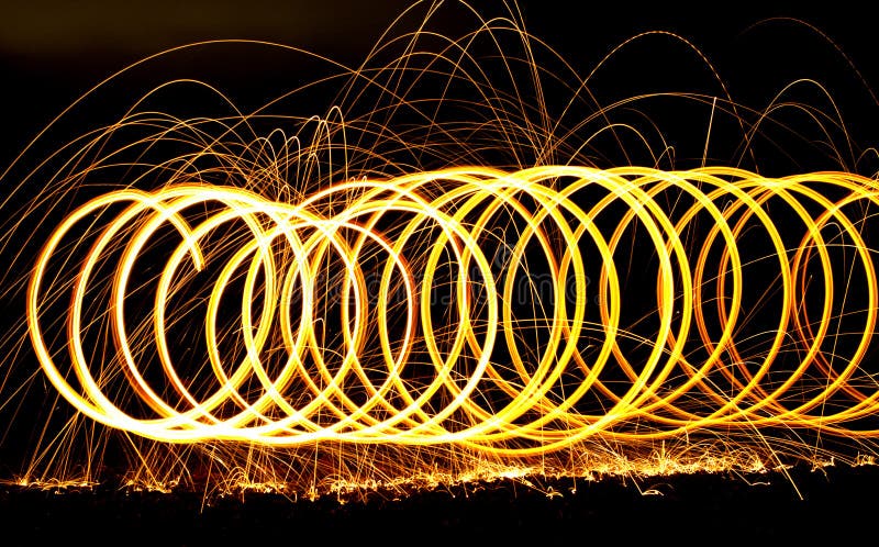 Spiraling Long Exposure Fire. Stock Image - Image of colors, display ...
